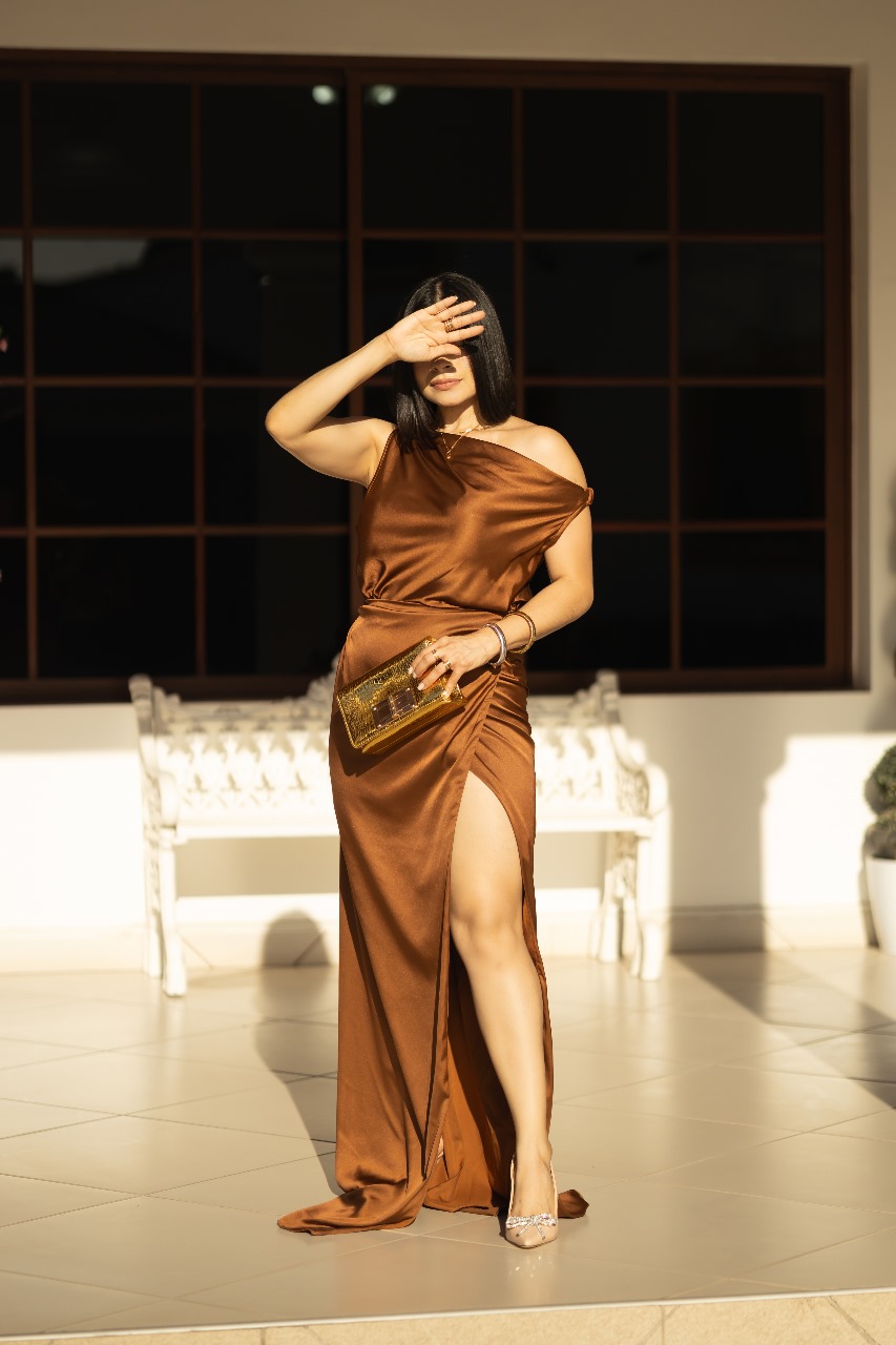 Caramel Satin Maxi Dress – My Style Mi Estilo